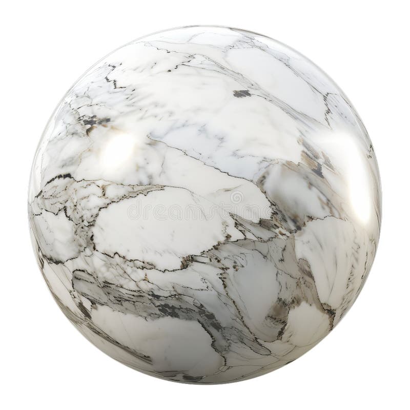 White and Grey Marble Sphere Floating on White Background Stock ...
