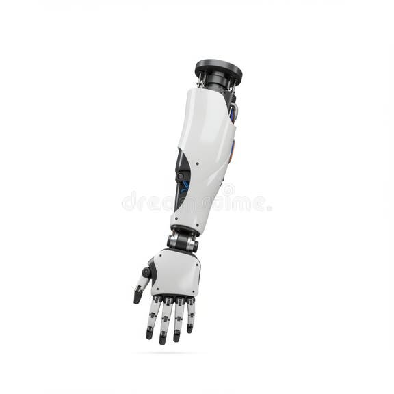 White and Grey Robotic Arm with Realistic Hand Stock Illustration ...