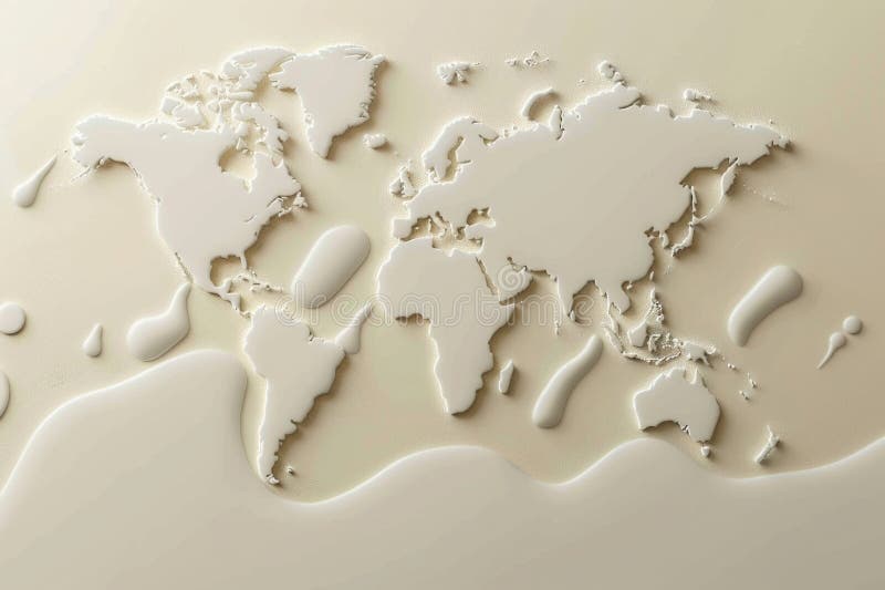 A White and Grey World Map with a Blue Ocean Stock Image - Image of ...