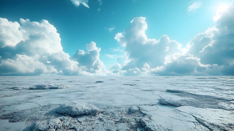 White Ground with Blue Sky and Clouds Illustration Stock Illustration ...