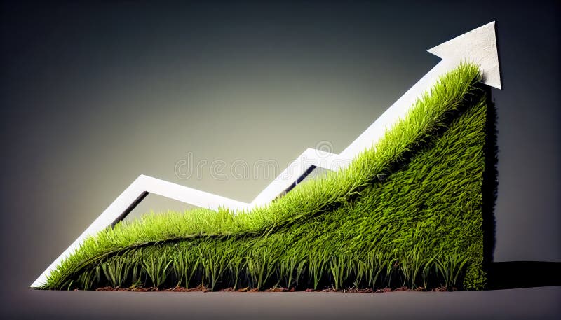 White Growth Arrow and Lawn. Generative AI Stock Illustration ...