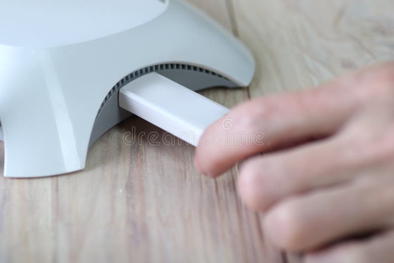White Gsm Modem Being Inserted into the Router Stock Image - Image of ...