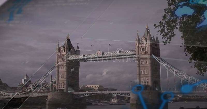 White Guide Lines Tracing Tower Bridge Starting Blue Nodes Drifting ...