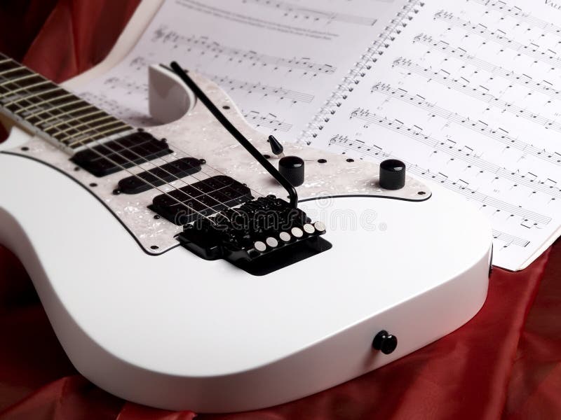 White Guitar stock photo. Image of music, sound, control - 15753062