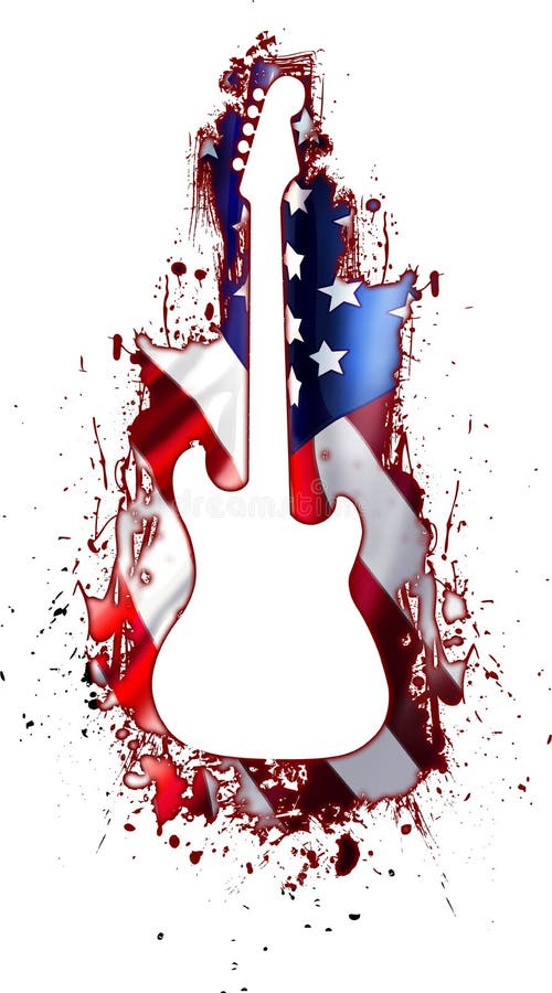 White Guitar Silhouette USA Rock Stock Illustration - Illustration of ...