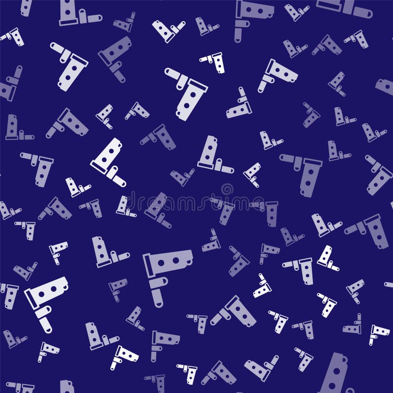White Gun Magazine and Bullets Icon Isolated Seamless Pattern on Blue ...