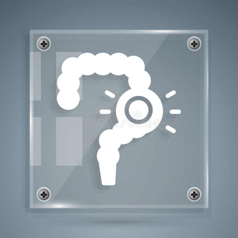 White Gut Constipation Icon Isolated on Grey Background. Bowel Problems ...