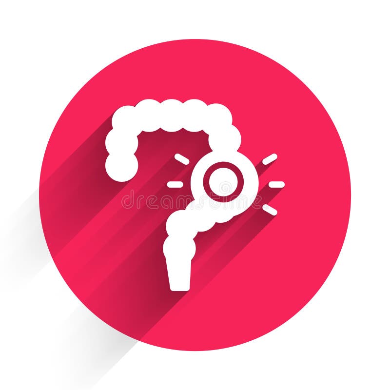 White Gut Constipation Icon Isolated with Long Shadow. Bowel Problems ...