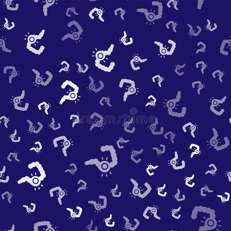 White Gut Constipation Icon Isolated Seamless Pattern on Blue ...