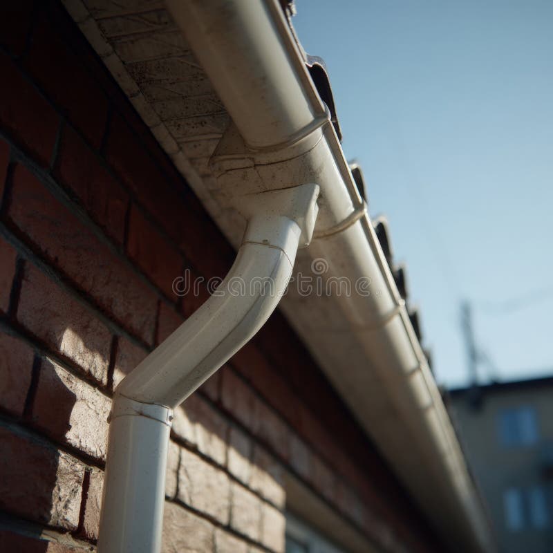 A White Gutter on the Side of a Brick Building Stock Photo - Image of ...