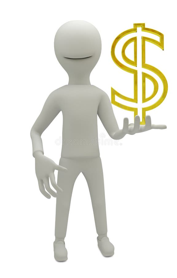 White Guy with Dollar Currency Symbol on Hand Stock Illustration ...