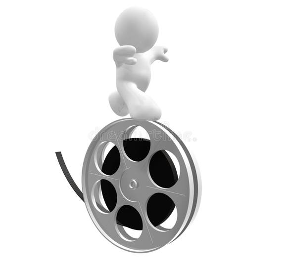 White Guy Icon Rolling a Film Reel Stock Illustration - Illustration of ...