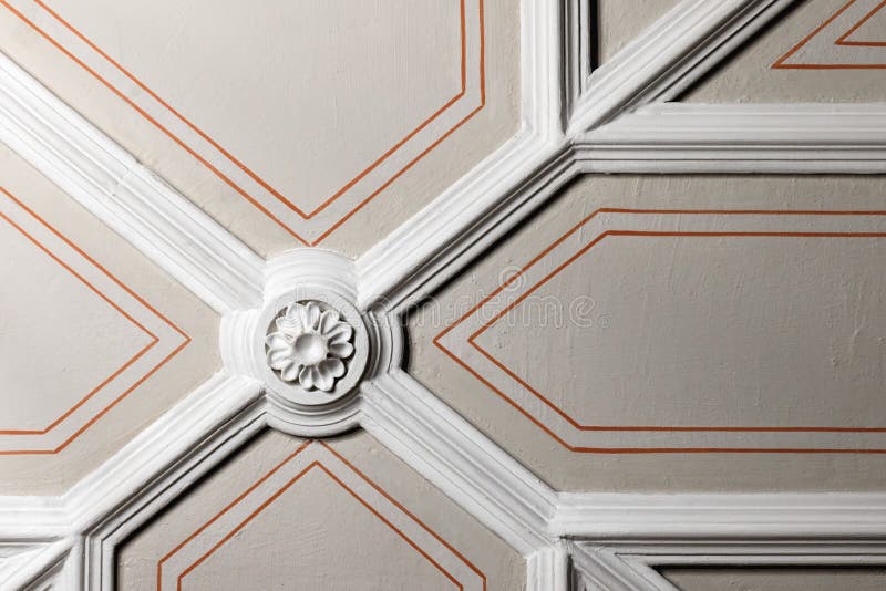 Ceiling Design Details in Gothic Style. White Gypsum Bas-relief Stock ...