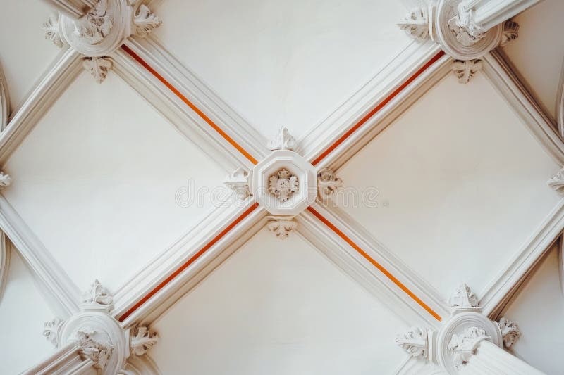 A White Gypsum Bas-relief Ceiling in Gothic Style Stock Image - Image ...