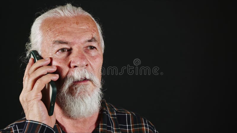 The White Haired Old Man Talks on the Cellphone Stock Photo - Image of portable, portrait: 270694768