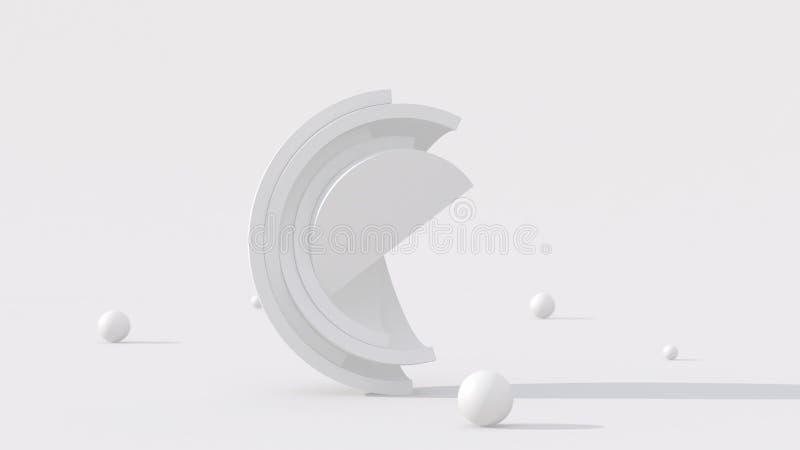 White Half Hemispheres Rotating. Hard Light. Abstract Animation, 3d ...