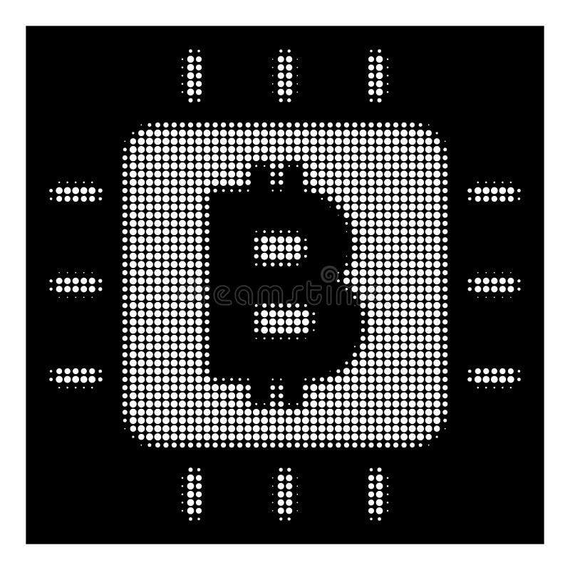 White Halftone Bitcoin Processor Chip Icon Stock Vector - Illustration ...