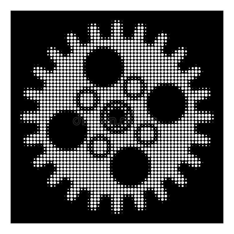 White Halftone Cogwheel Icon Stock Vector - Illustration of factory ...