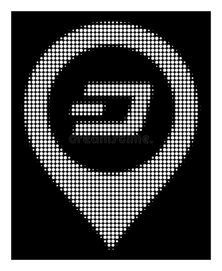 White Halftone Dash Map Pointer Icon Stock Vector - Illustration of ...