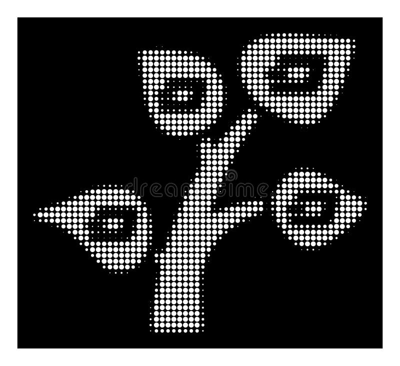White Halftone Dash Tree Icon Stock Vector - Illustration of halftone ...