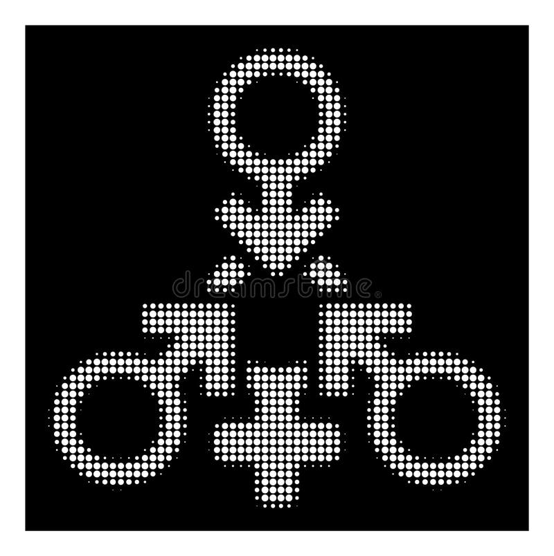 White Halftone Triple Penetration Sex Icon Stock Vector Illustration