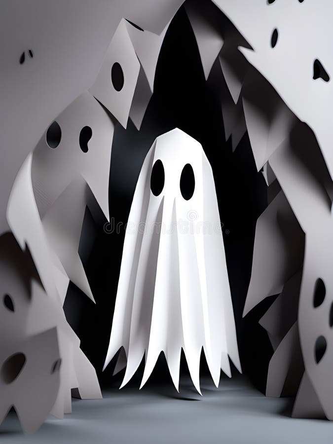 White Halloween Ghost with Scary Tree - 3d Illustration, Ai Generated ...