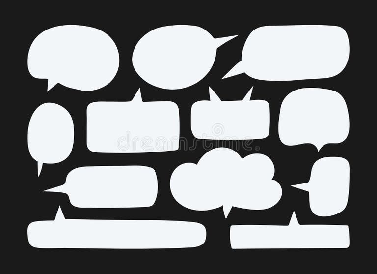 White Hand Drawn Doodle Speech Bubble. Empty Text Box Stock Vector ...