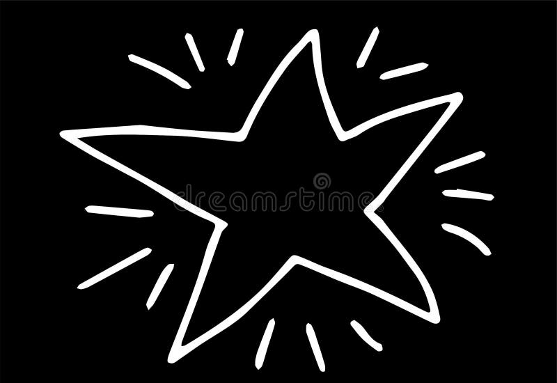 White Hand-drawn star stock vector. Illustration of glowing - 198199446