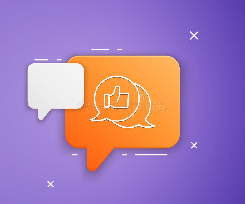 White Hand Like Icon Isolated on Purple Background. Orange Speech ...