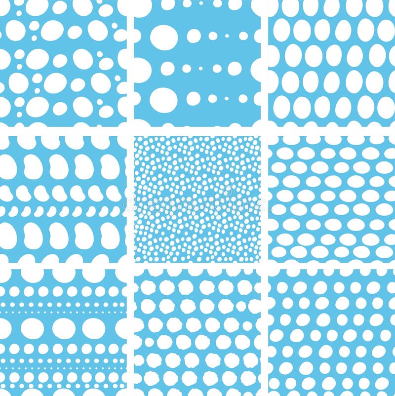 White Hand-painted Aligned Polka Dot Pattern Variation Set Stock ...
