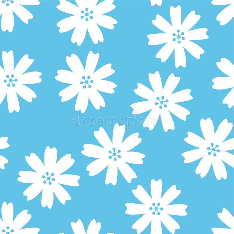White Hand-painted Flower Pattern Variation Stock Illustration ...
