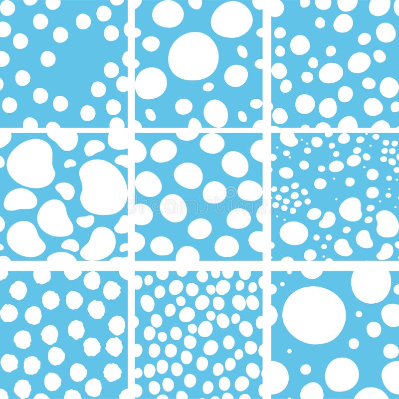 White Hand-painted Polka Dot Pattern Variation Set Stock Illustration ...