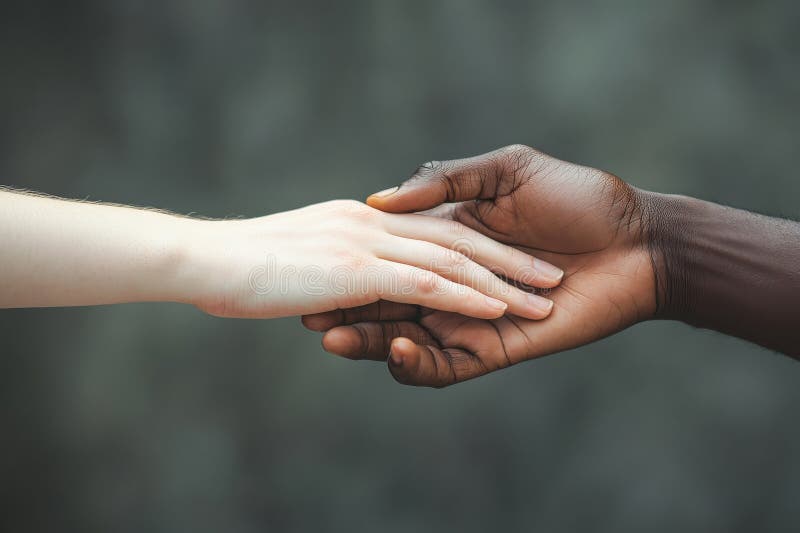 A White Hand is Reaching Out To Connect with a Black Hand Stock Image ...