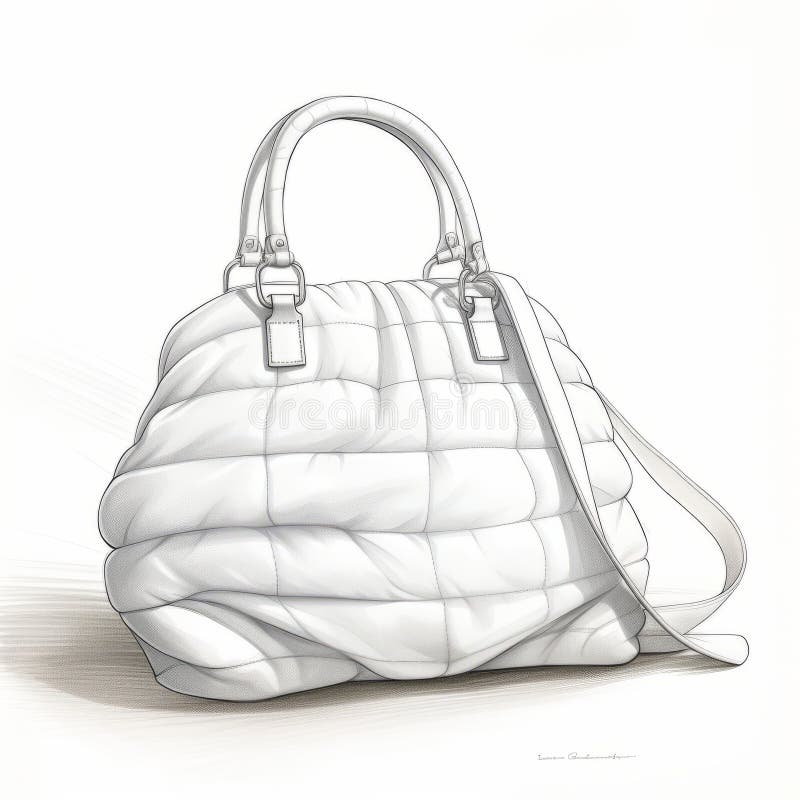 Realistic Rendering of White Quilted Handbag with Soft Lighting Stock ...