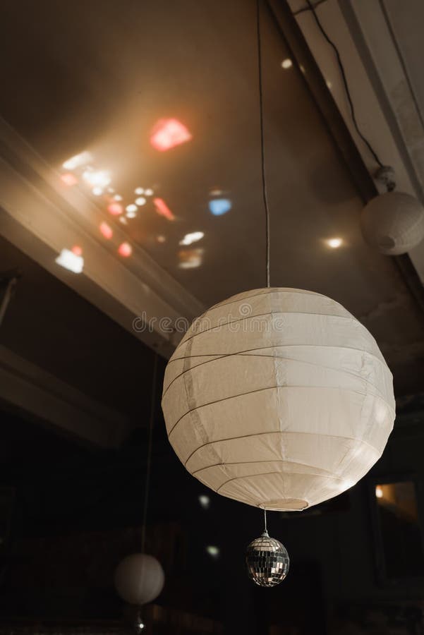 White Handmade Sphere Chandelier with Small Stock Image - Image of ...