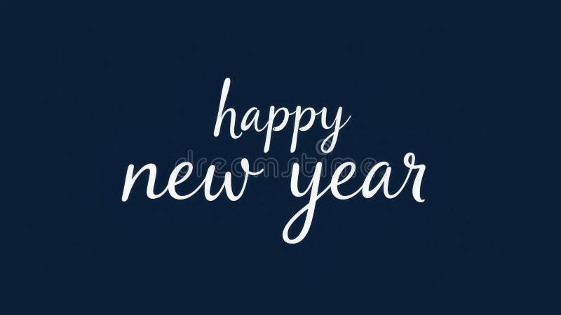 White Handwriting Thin Letters Happy New Year Over Empty Dark Blue ...