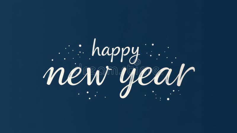 White Handwriting Thin Letters Happy New Year Over Empty Dark Blue ...