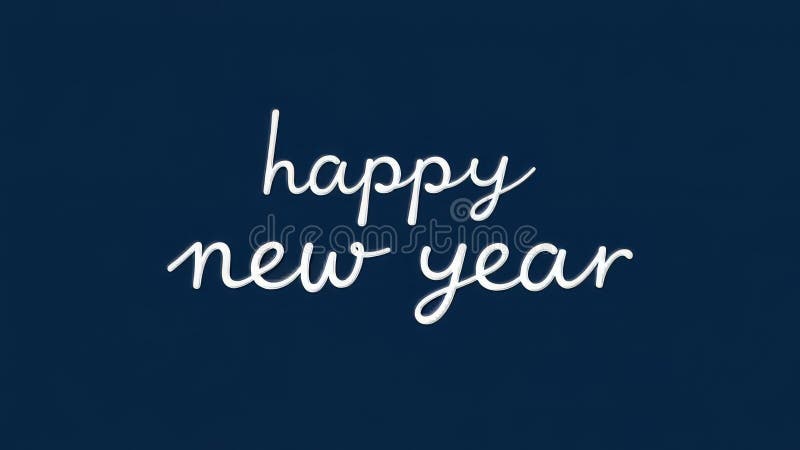 White Handwriting Thin Letters Happy New Year Over Empty Dark Blue ...