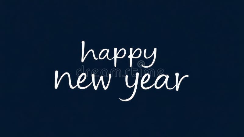 White Handwriting Thin Letters Happy New Year Over Empty Dark Blue ...