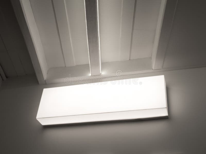 White Hanging Lightbox with Blank Space. Empty Signage, Wall Mounted ...