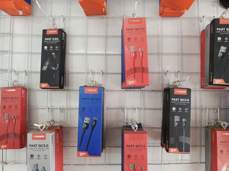 White Hanging Rack for Charger Cables Editorial Image - Image of rack ...