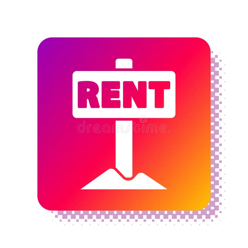 White Hanging Sign with Text Rent Icon Isolated on White Background ...