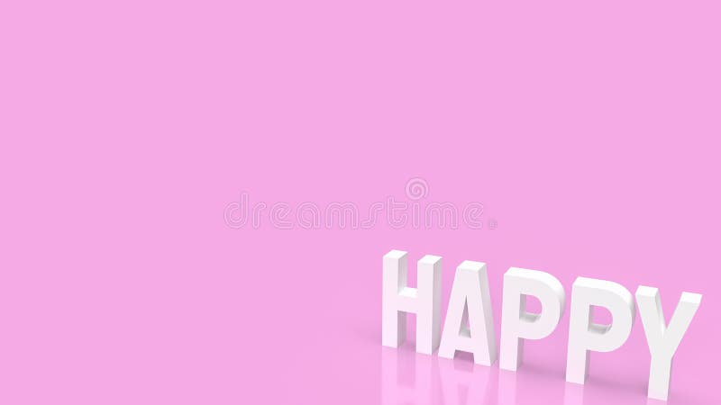 White Happy on Pink Background for Abstract Concept 3d Rendering Stock ...
