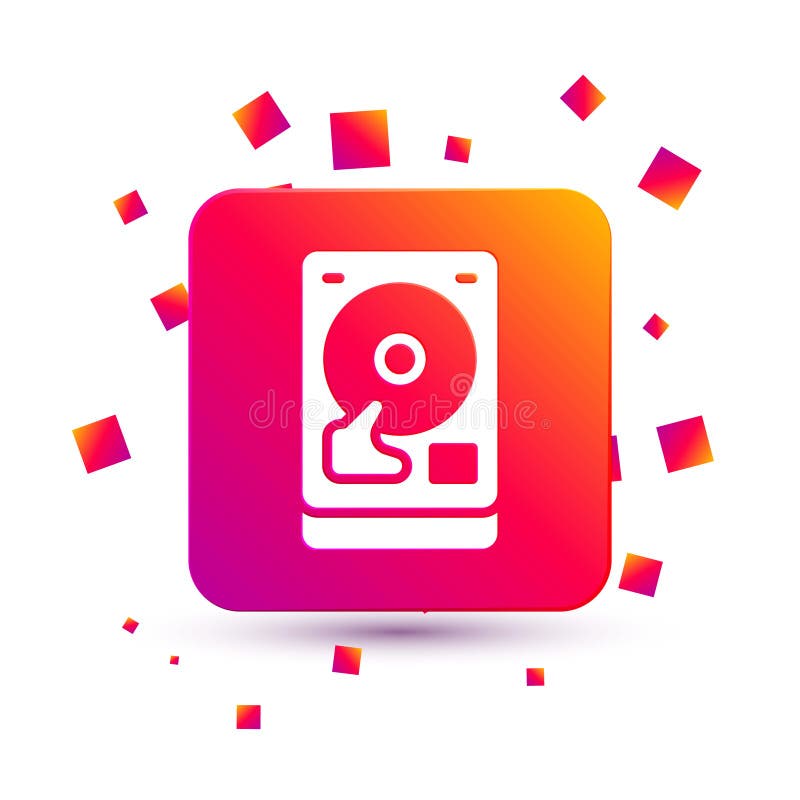 White Hard Disk Drive HDD Icon Isolated on White Background. Square ...