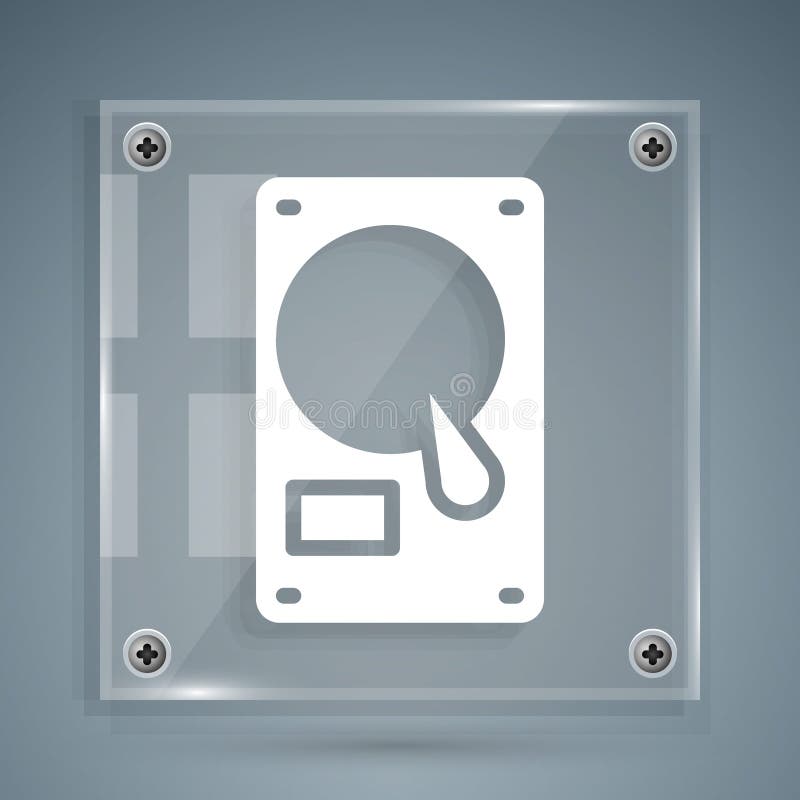 White Hard Disk Drive HDD Icon Isolated on Grey Background. Square ...