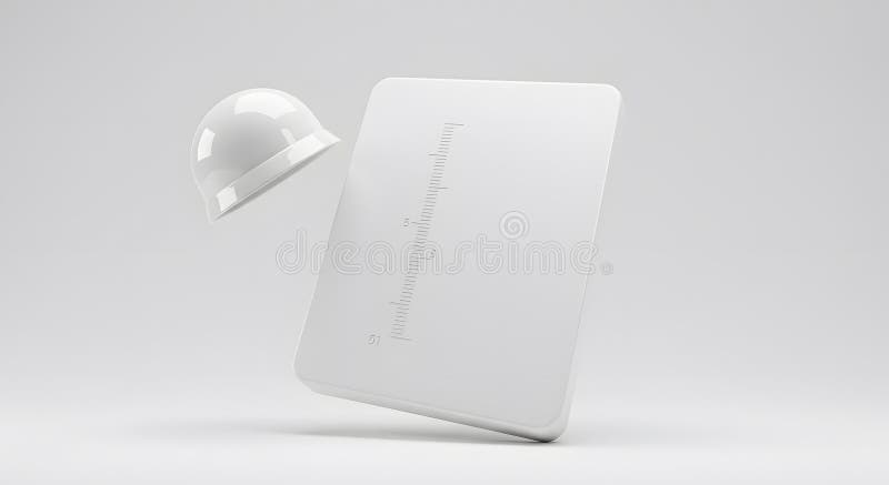 White Hard Hat and Measuring Scale: Safety and Precision Stock ...