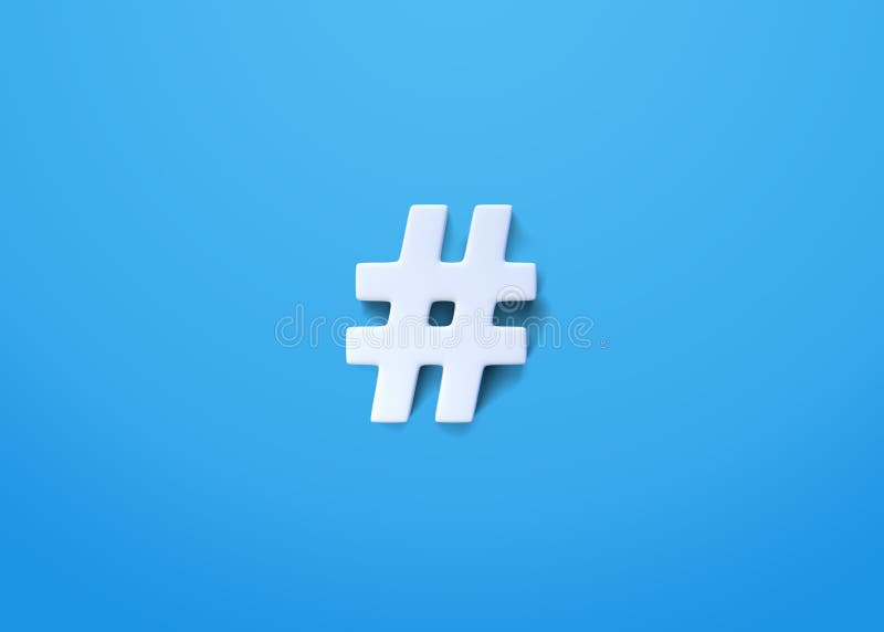 Blue Hashtag Symbol Isolated on White Background Stock Illustration ...