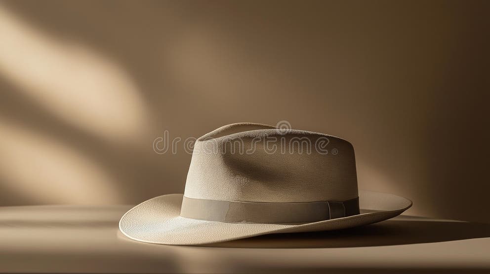 White Hat on a Neutral Table Stock Photo - Image of accessory, cutout ...
