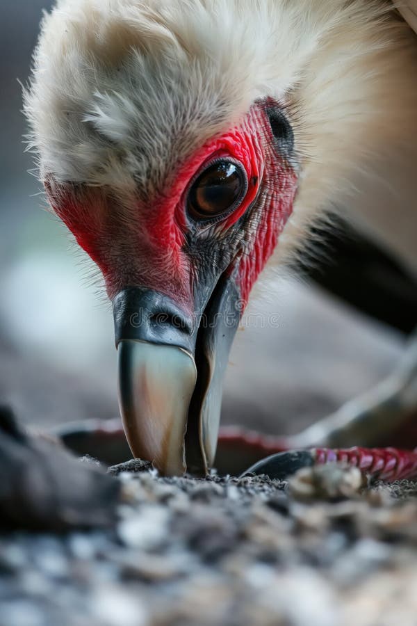 White Headed Vulture Looking for Food on the Ground Stock Photo - Image ...