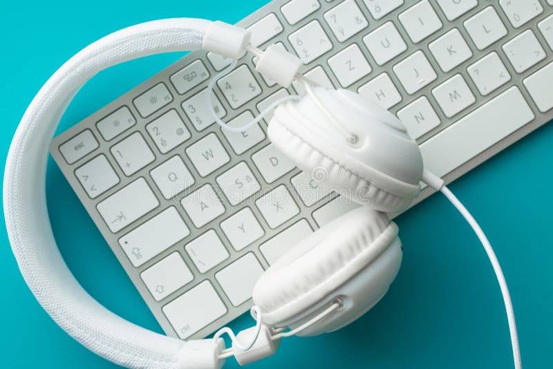 White Headphones on Wooden Background Stock Photo - Image of earphones ...